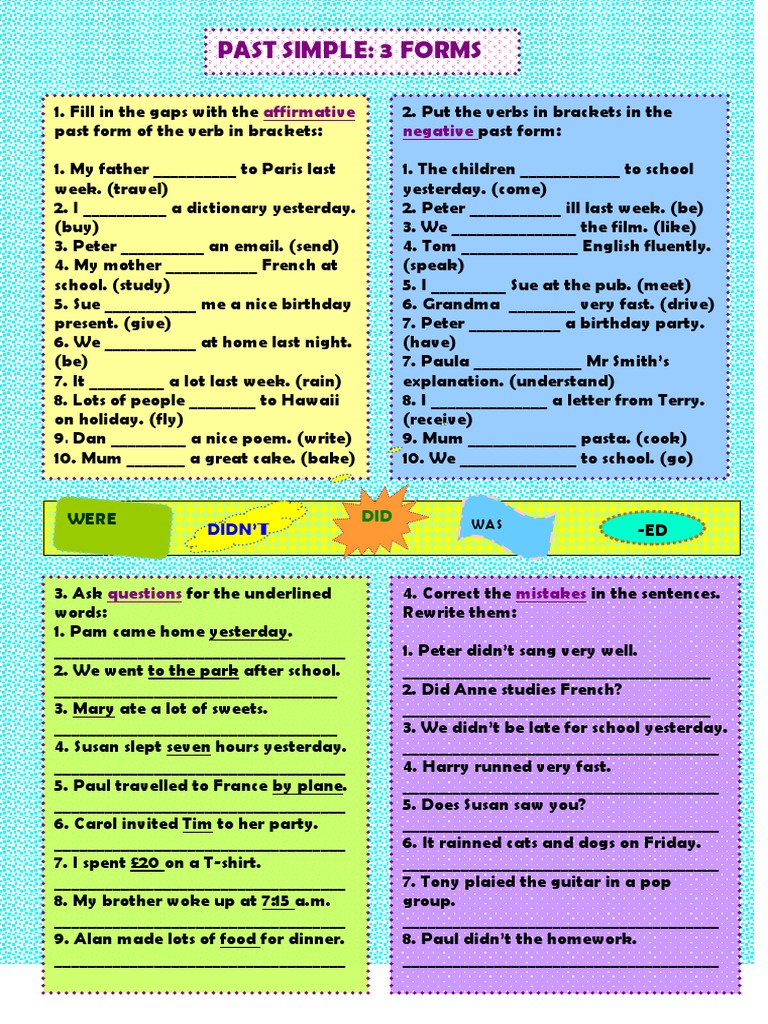 Past Simple: 3 Forms: Affirmative Negative | PDF | Linguistic Typology ...