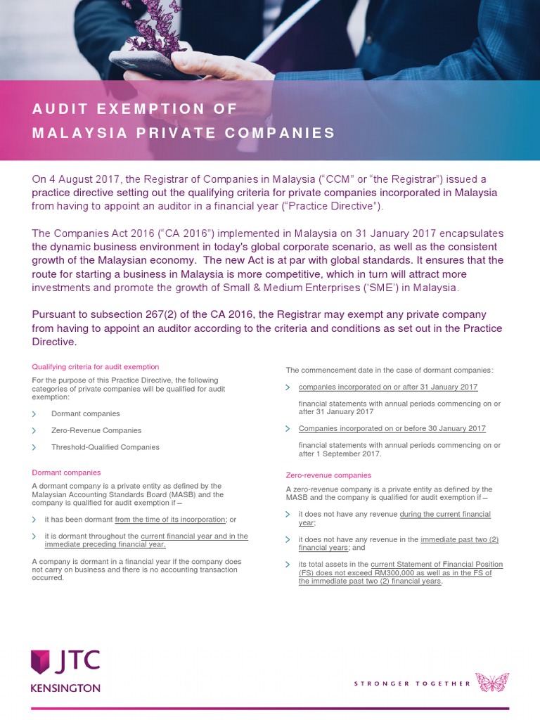 Audit Exemption of Malaysia Private Companies | PDF | Financial ...