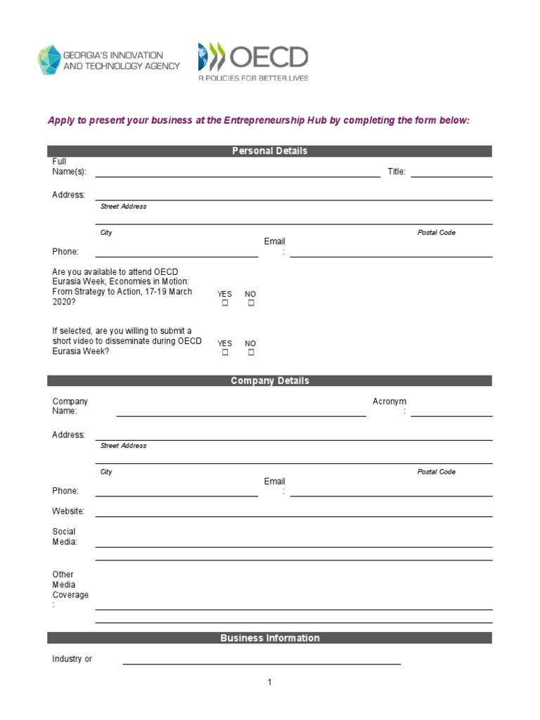 Entrepreneurship Hub Form v.3 | PDF | Sustainable Business ...