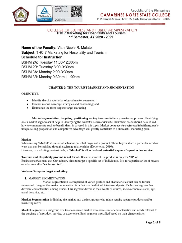 Tourism Market Segmentation Strategies | PDF | Market Segmentation ...