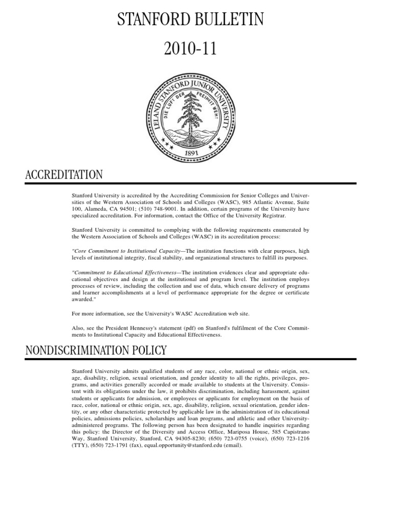 Stanford-1011 Bulletin | PDF | Graduate School | Postgraduate Education