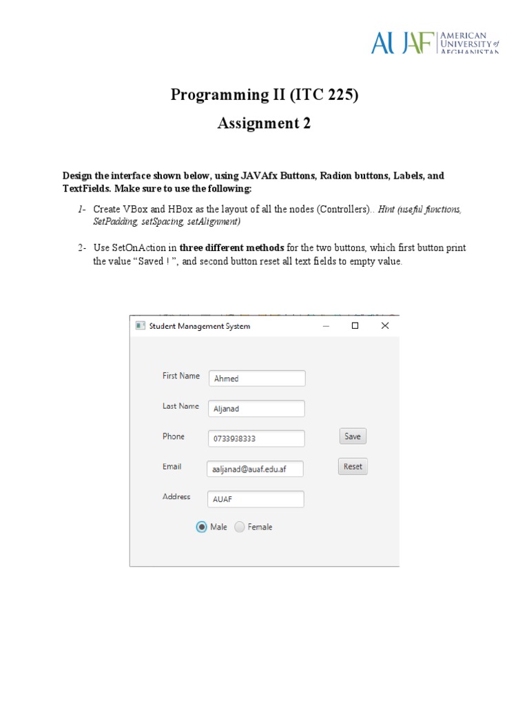 Assignment 2 JavaFx Spring 2021 | PDF