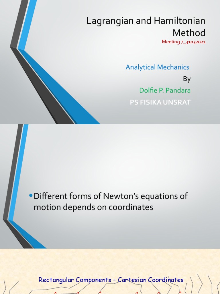 Lagrangian and Hamiltonian Method: Analytical Mechanics | PDF | Lagrangian Mechanics ...