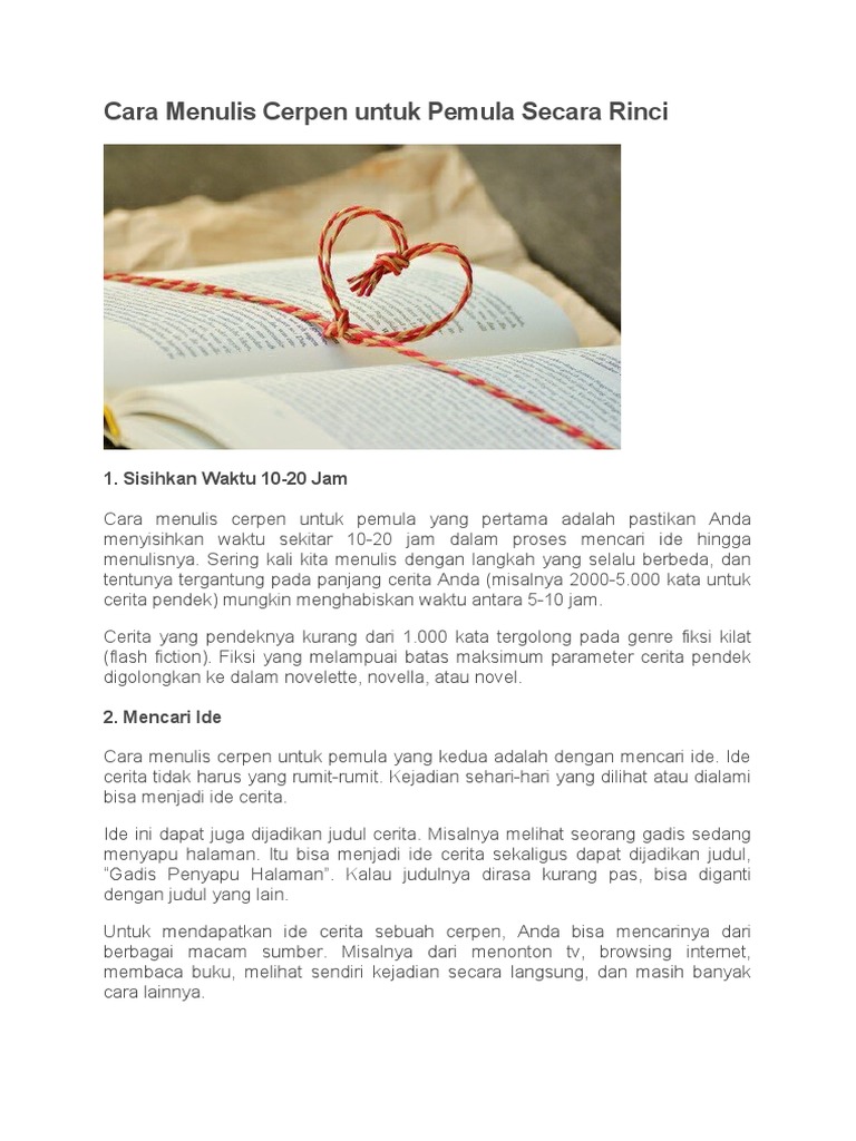 Cara Menulis Cerpen Untuk Pemula Secara Rinci | PDF | Fiksi Umum