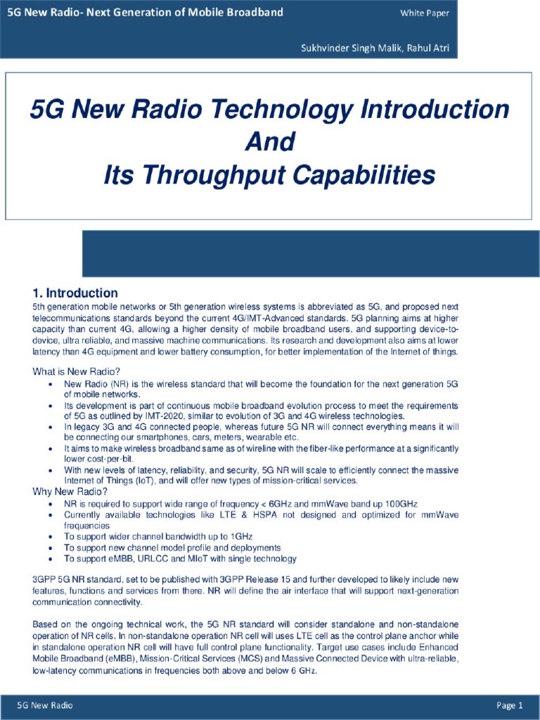 5G New Radio Technology Throughput Calculation | PDF | 4 G | Internet Access