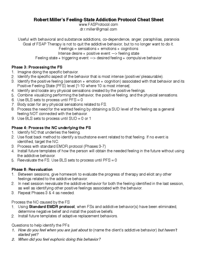 Robert Miller's Feeling-State Addiction Protocol Cheat Sheet | PDF ...