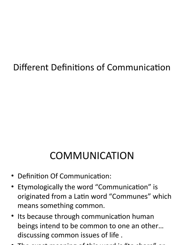 Definitions of Communication | PDF