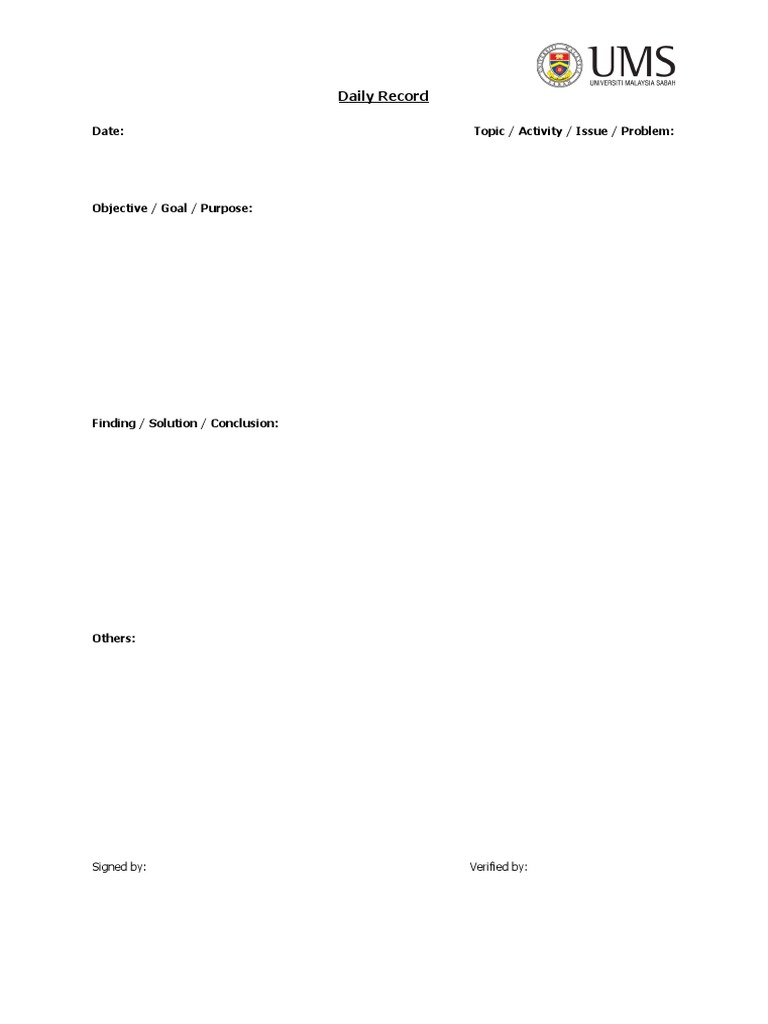 Internship Daily Record Forms | PDF