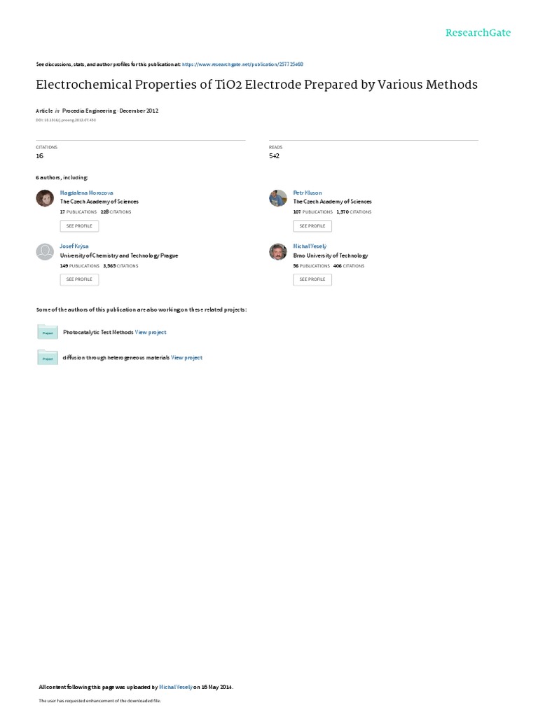 Electrochemical Properties of TiO2 Electrode Prepa | PDF | Titanium ...