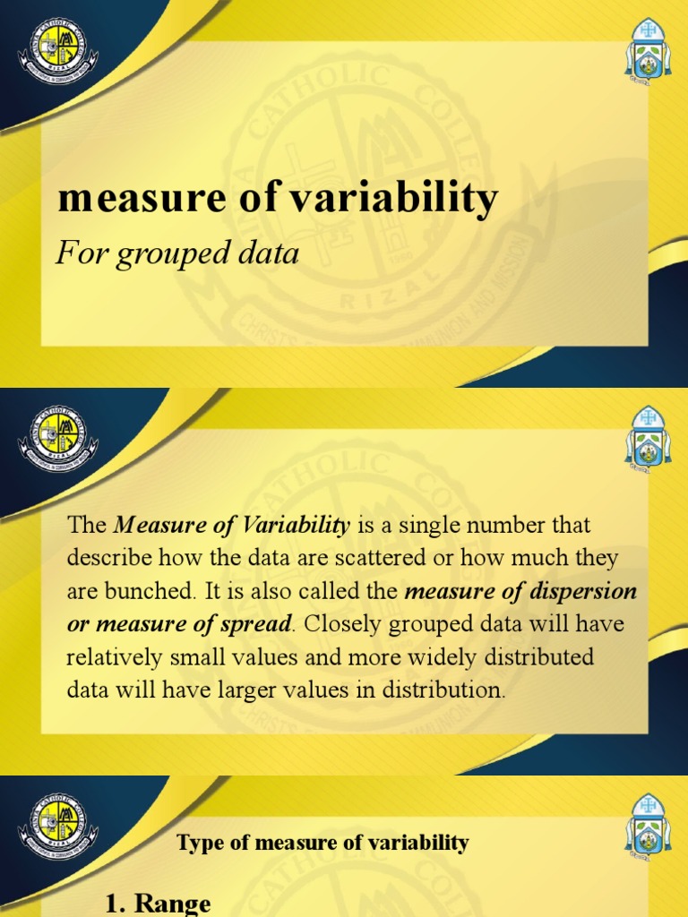 Measure of Variability: For Grouped Data | PDF | Variance | Mean