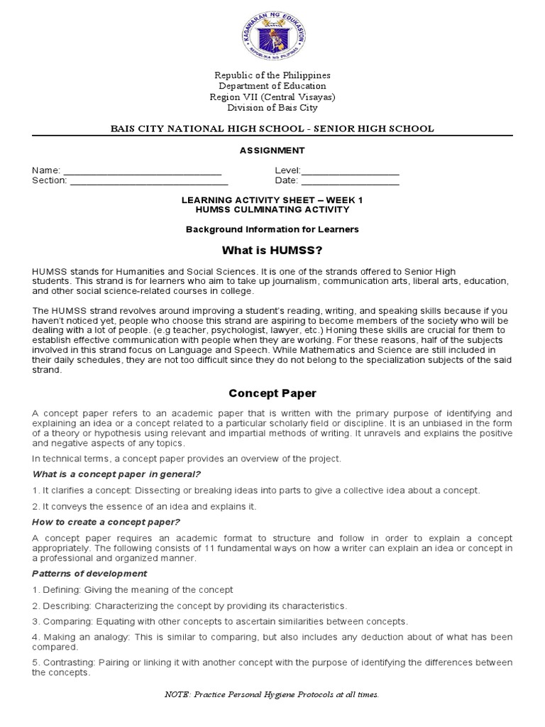 HUMSS Grade 12 Culminating Activity Guide | PDF | Carbohydrates | Concept
