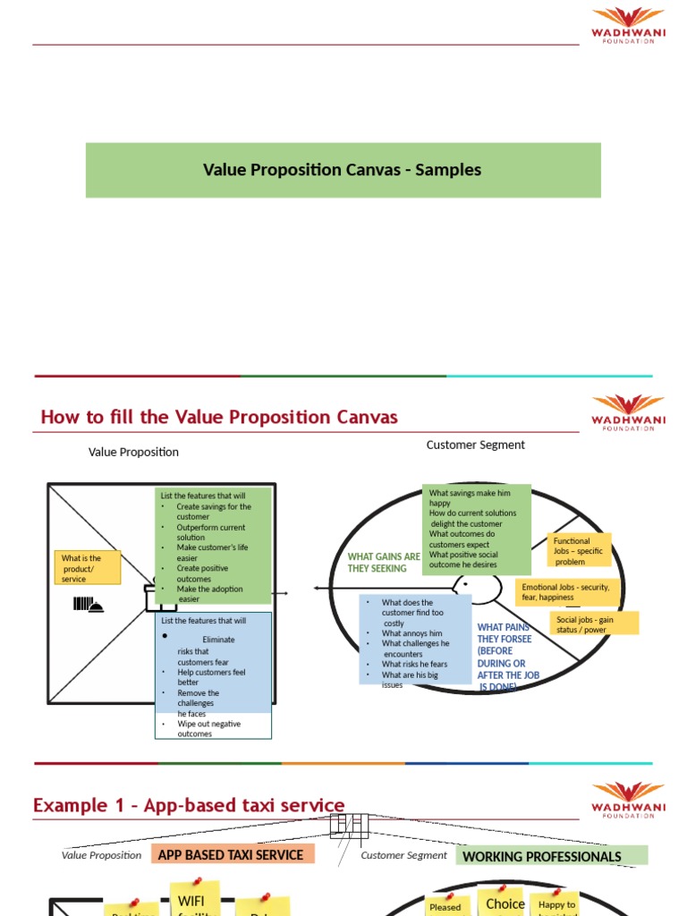 Value Proposition Canvas Examples | PDF | Restaurants | Taxicab