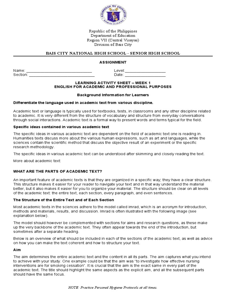 Learning Activity Sheet-EAPP | PDF | Thesis | Essays