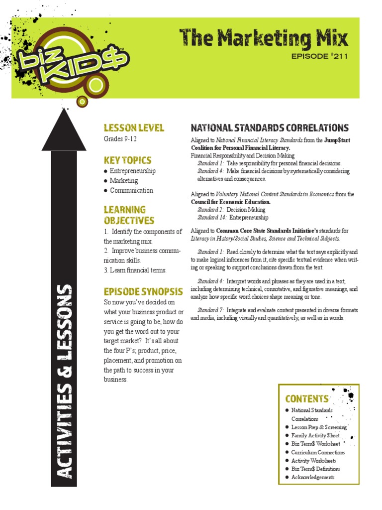 "Marketing Mix Lesson for Grades 9-12" | PDF | Product (Business ...