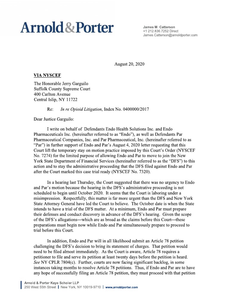 2020.08.20.endo Letter Re DFS - 7361 | PDF | Practice Of Law | Legal ...
