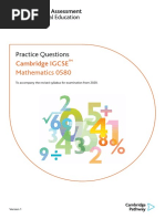 Cambridge IGCSE 0580 Mathematics Specimen Mark Scheme 2 For Examination From 2025 | PDF