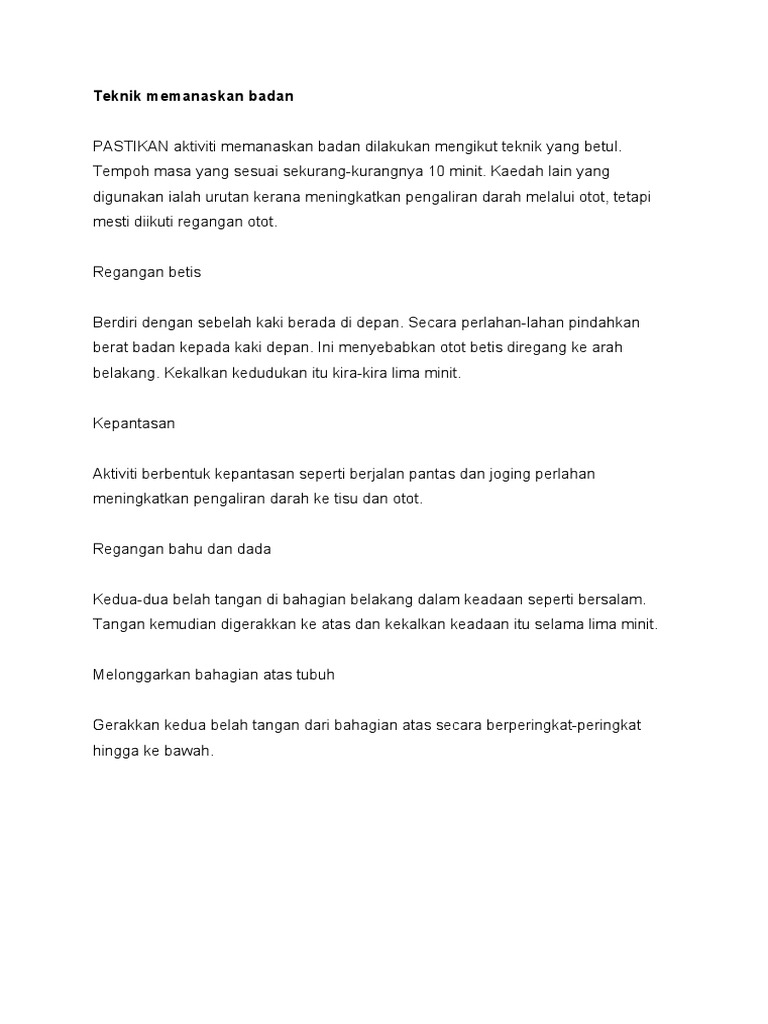 Teknik Memanaskan Badan | PDF