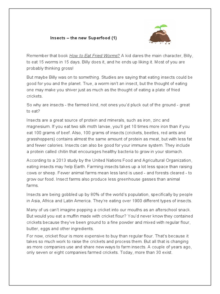 Insects - The New Superfood (1) : ? A Kid Dares The Main Character ...