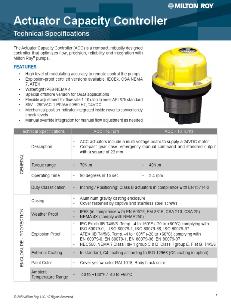 Actuator Capacity Controller: Technical Specifications | PDF | Power ...