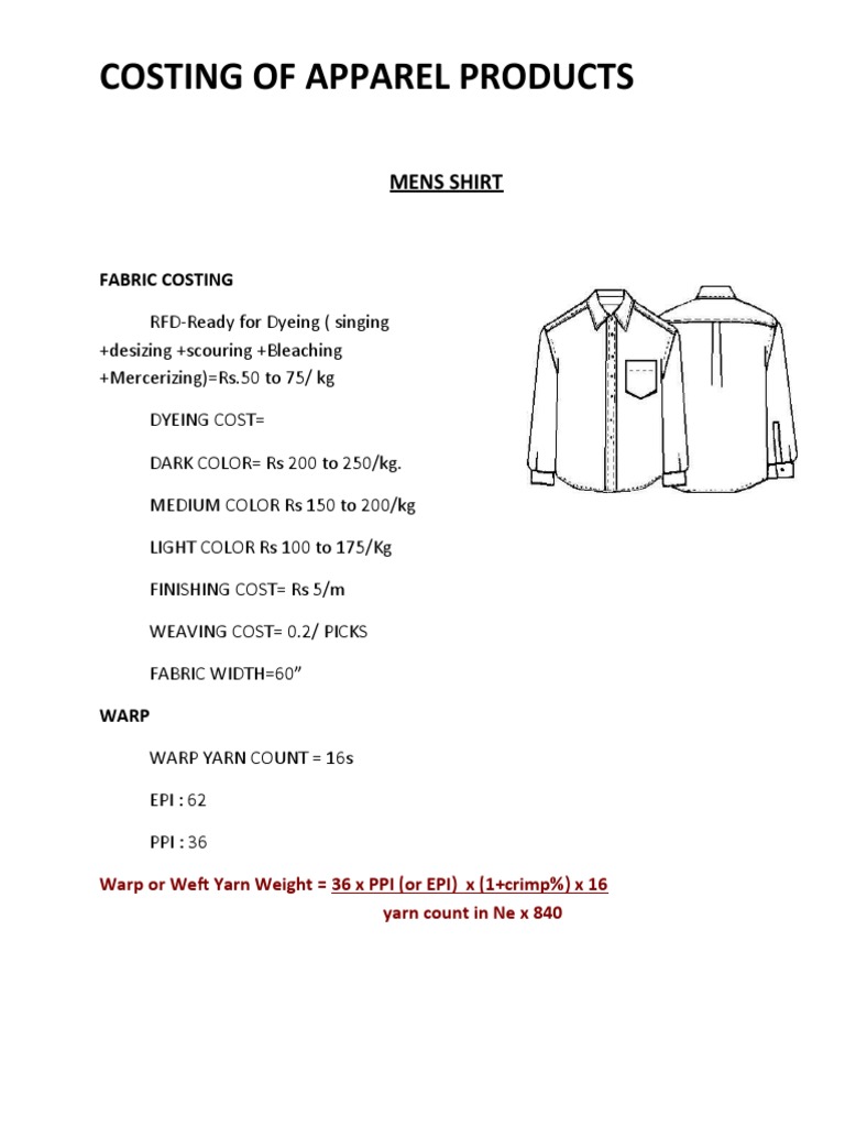 Cost Breakdown for Men's Shirt and T-Shirt Production: Materials, Labor ...