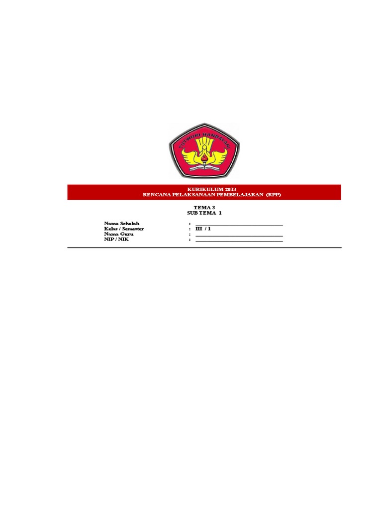 Rpp Tema 3 Benda Di Sekitarku Pdf