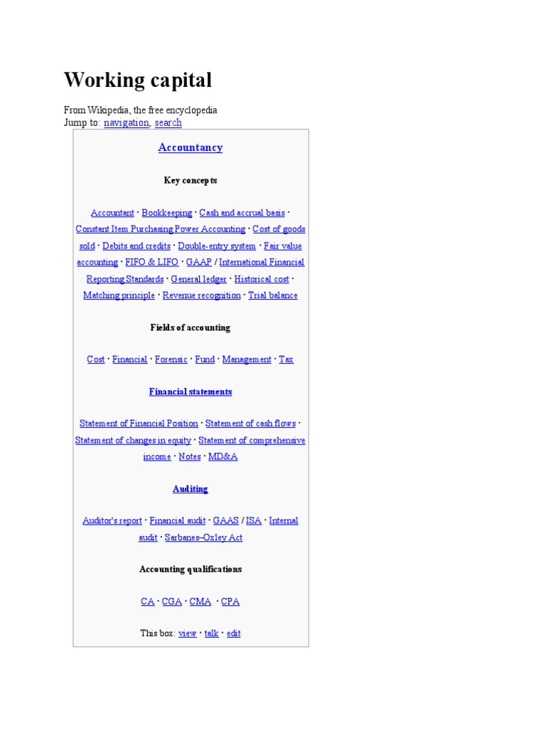 Working Capital | PDF | Working Capital | Business Economics