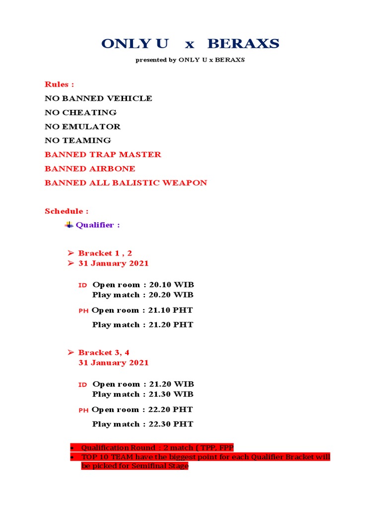 SCHEDULE AND RULES Pertandingn Codm | PDF | Sports | Sports Competitions
