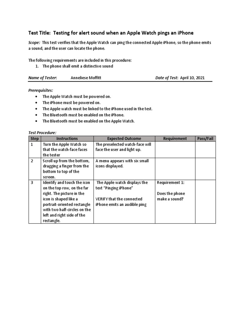 Test Procedure Phone | PDF