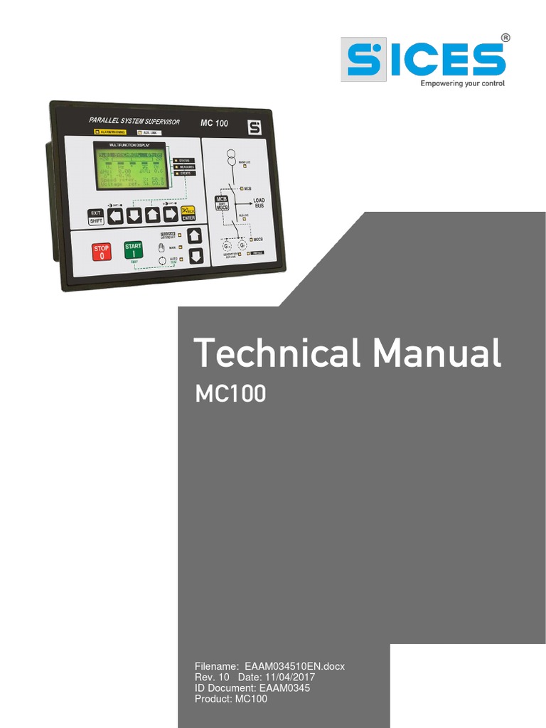 MC100 Technical Manual Rev. 10 | PDF | Mains Electricity | Parameter (Computer Programming)
