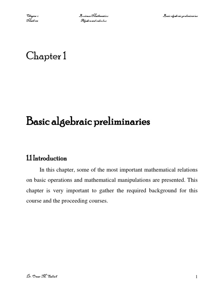 L1 Part1 Algebra Math 121 Chapter 1 Pdf Inequality Mathematics Variable Mathematics
