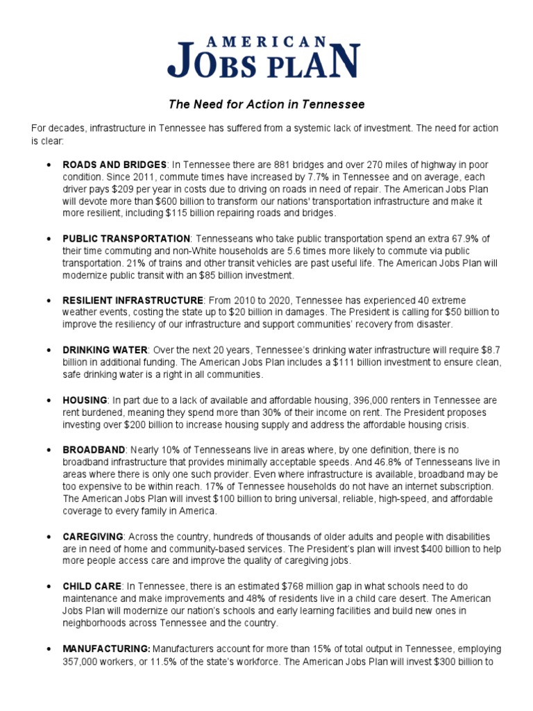 AJP State Fact Sheet TN | PDF | Affordable Housing | Infrastructure