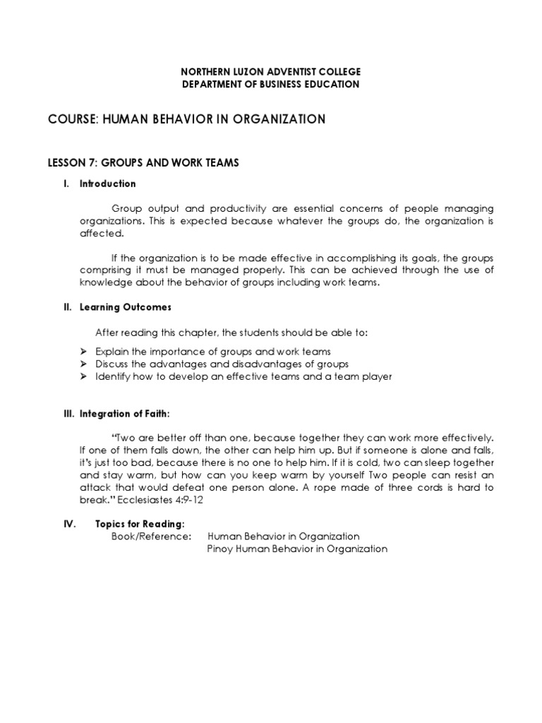 HBO Chapter 7 - Groups and Work Teams | PDF | Brainstorming | Human Nature