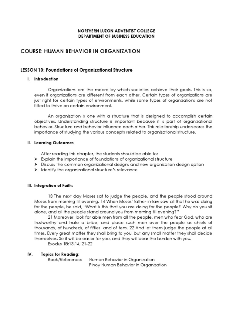 HBO Chapter 10 - Foundations of Organizational Structure | PDF ...