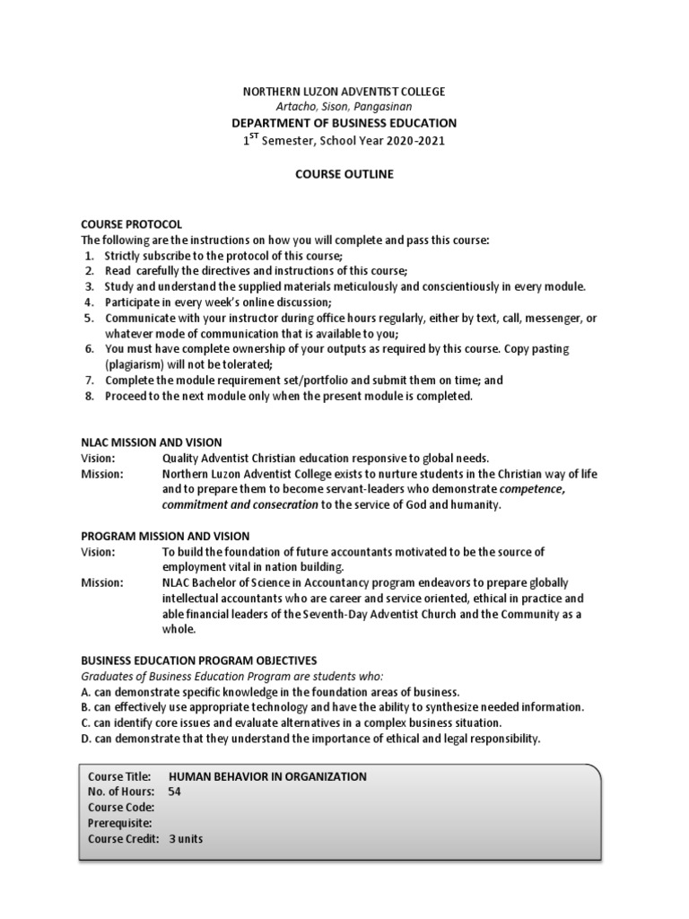 HBO Course Guide | PDF | Organizational Behavior | Leadership