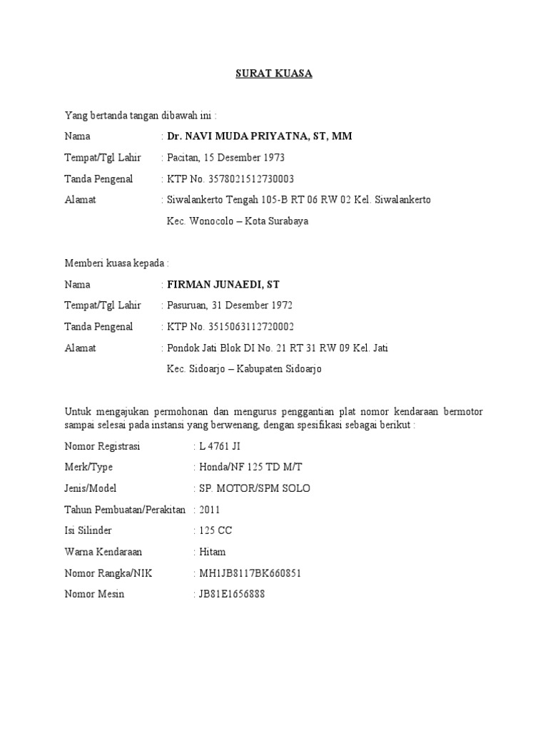 Surat Kuasa Motor Ijo | PDF