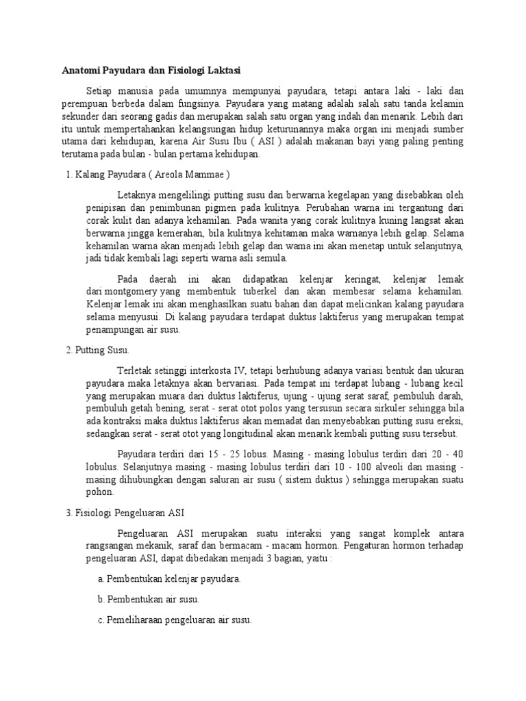 Anatomi Payudara Dan Fisiologi Laktasi | PDF