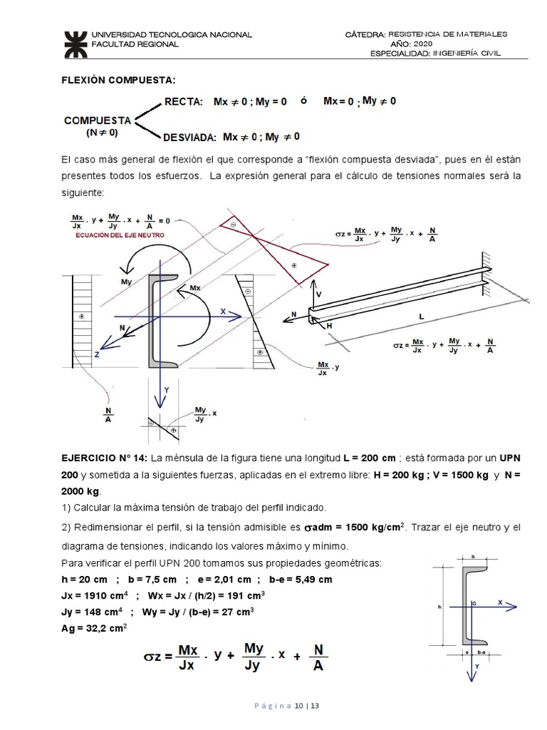 Tpnº 4 - Flexión Compuesta | PDF | Resistencia de materiales | Mecanica ...