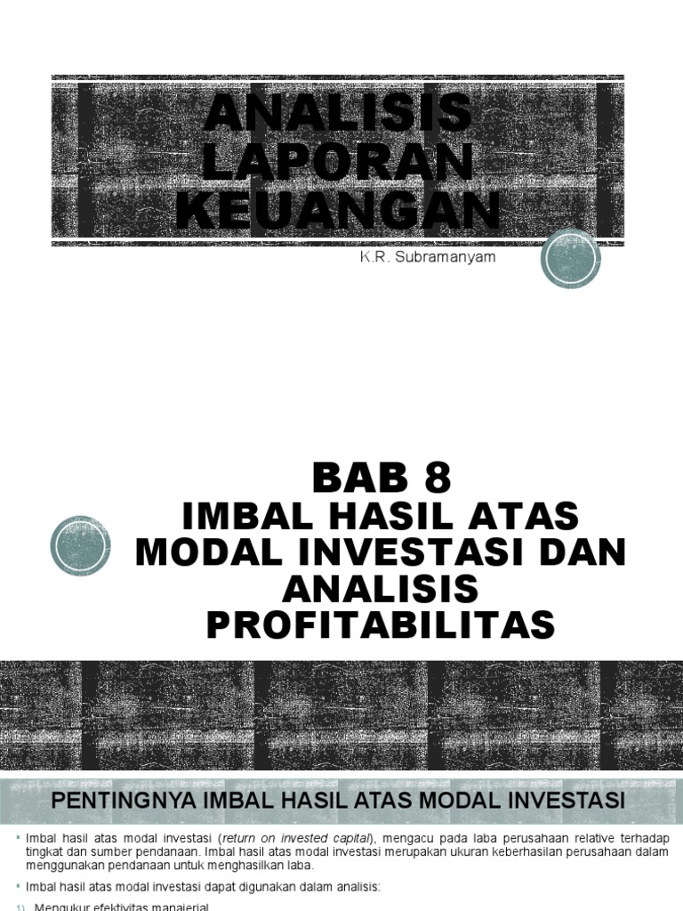 Bab Imbal Hasil Atas Modal Investasi Dan Analisis Profitabilitas | PDF