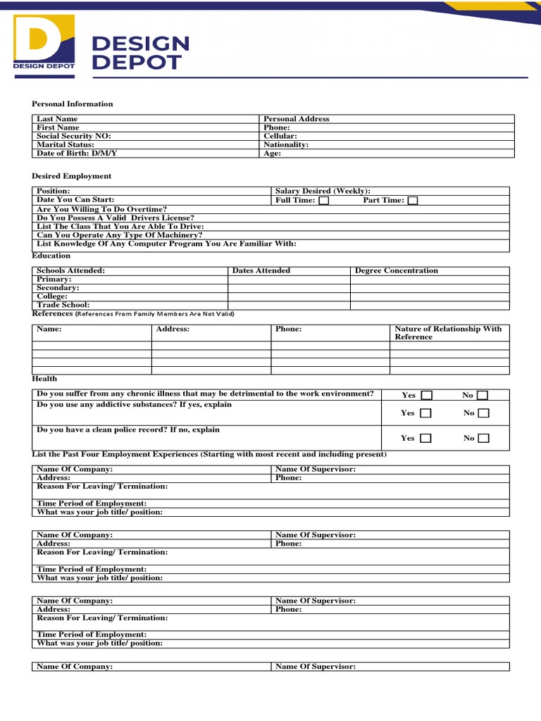 DD Application Form | PDF | Employment | Labour