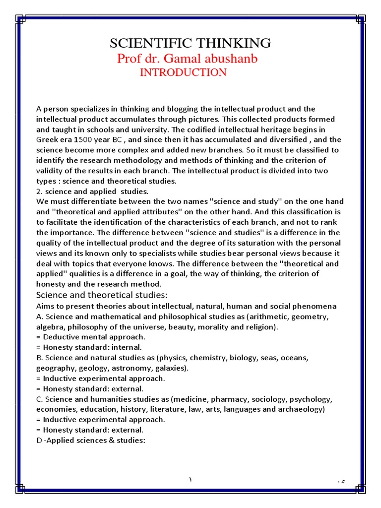 Understanding Scientific Thinking Concepts | PDF | Hypothesis | Science