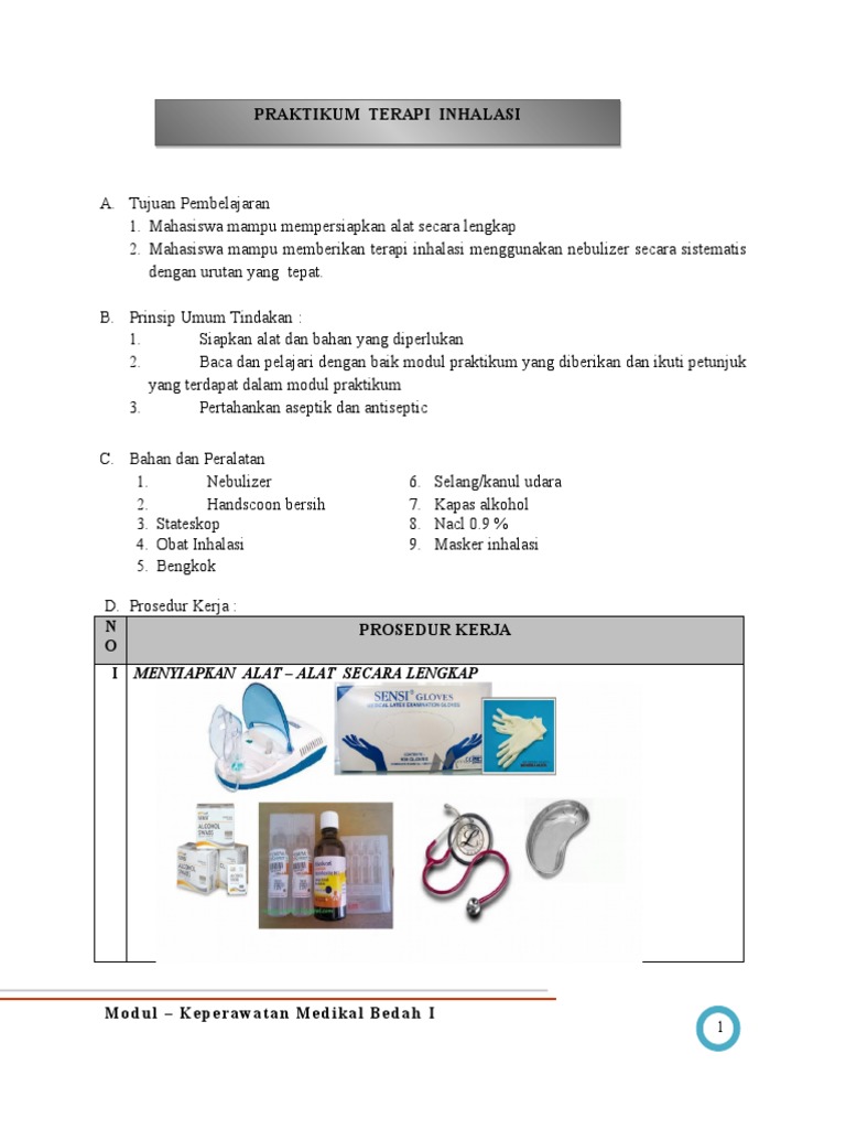 Praktikum Terapi Inhalasi: Menyiapkan Alat - Alat Secara Lengkap | PDF ...