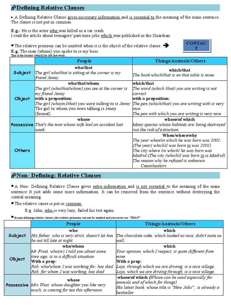Relative Clauses THEORY | PDF | Syntax | Grammar