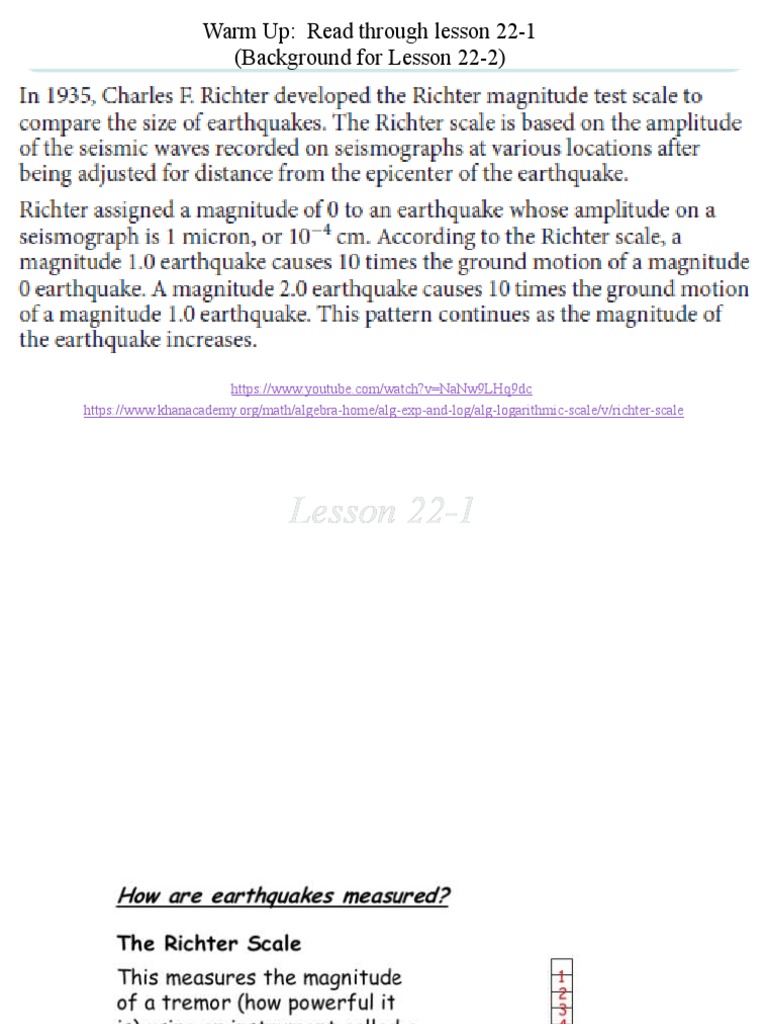 Warm Up: Read Through Lesson 22-1 (Background For Lesson 22-2) | PDF