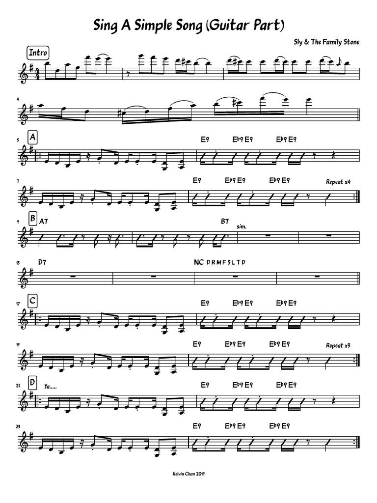 Sing A Simple Song (Guitar Part) | PDF