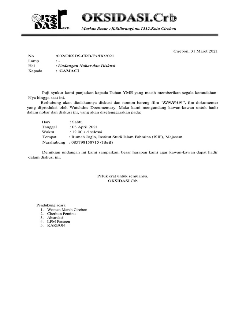 Undangan Nobar Diskusi - GAMACI | PDF