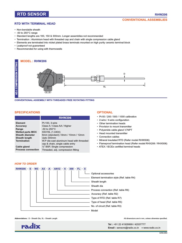 RTD Sensor: Conventional Assemblies | PDF | Electrical Engineering ...