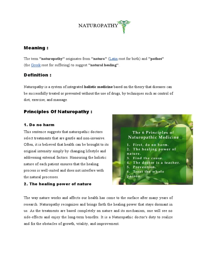 Naturopathy: Meaning | PDF | Naturopathy | Clinical Medicine