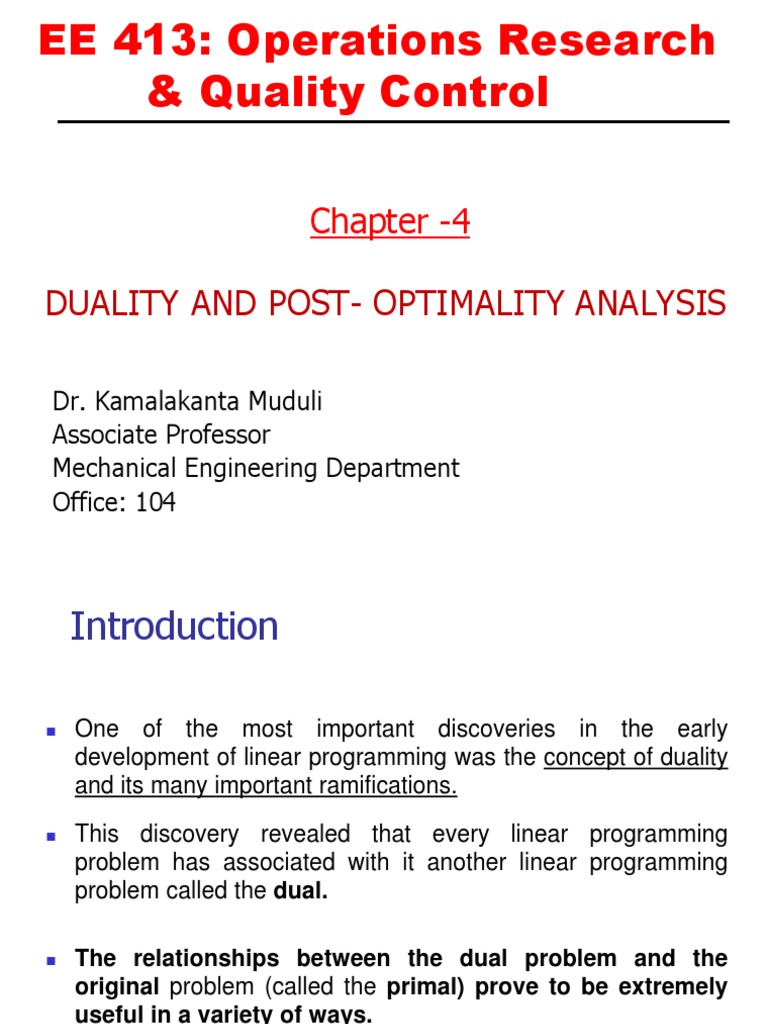 Duality and Post-Optimality Analysis | PDF | Linear Programming | Mathematical Optimization
