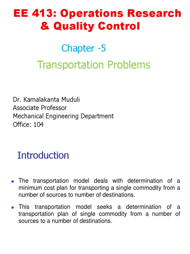 Transportation Problems | PDF | Mathematical Logic | Mathematical Analysis