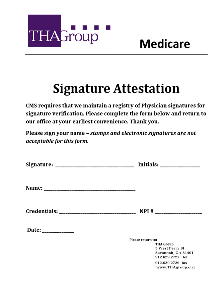 Medicare Signature Attestation: Acceptable For This Form | PDF | Health ...